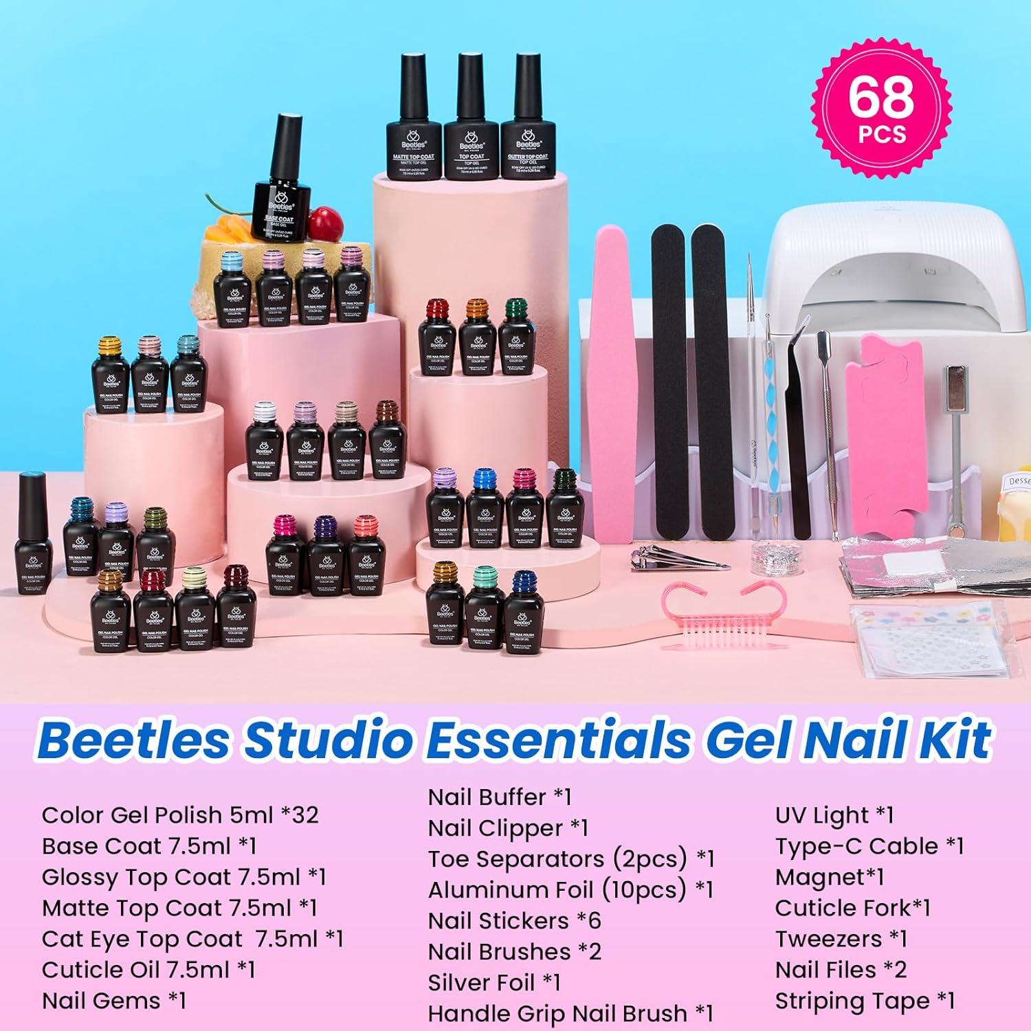 Beetles Deal Box Gel Nail Polish Kit with U V Light – 32 Colors Studio ...